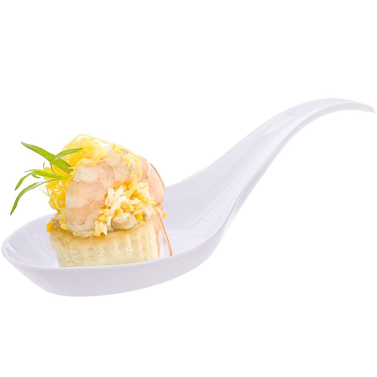 Kingrol 200 Plastic Appetizer Spoons, Disposable Tasting Spoons for Desserts, Hors d'oeuvres, Soups, Sushi, Dipping Sauces - White