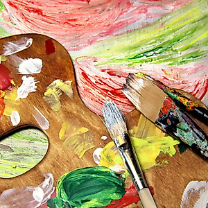 U.S. Art Supply Artist Painting Set with 6 Vivid Acrylic Paint Colors, Wood Painting Palette, 3 Brushes - Basic Artwork Project Essentials - Fun Children, Kids, School, Students, Beginners Starter Kit