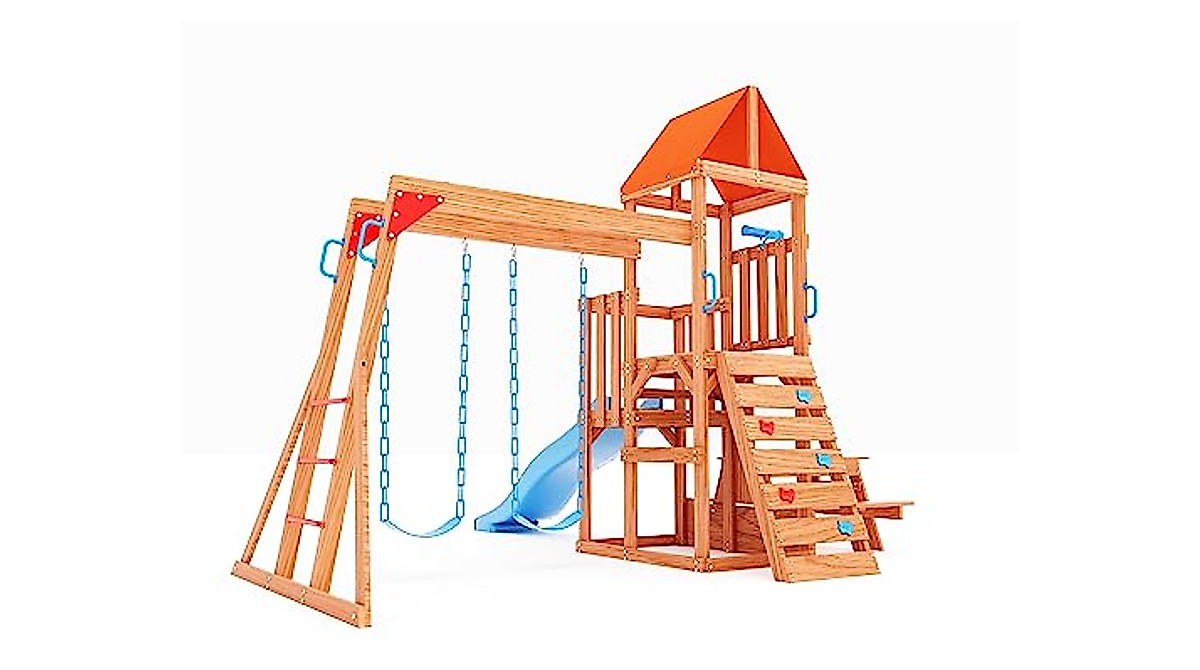 Dolphin Cedar Playground Swing Set for Kids - Safe & Durable Outdoor ...