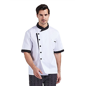 Nanxson Unisex Chef Jacket Men's Chef Coat Restaurant Kitchen Chef Uniform CFM0016 (White Shortsleeve, M)