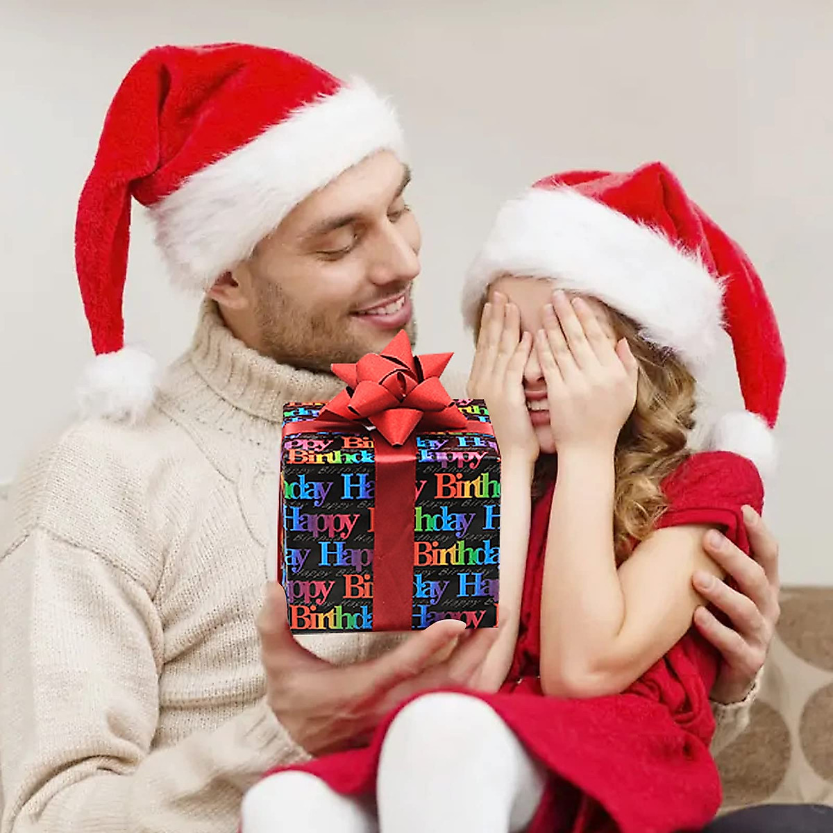 NEPOG Birthday Wrapping Paper for Girls Boys Kids Women Men, Gradient Color Happy Birthday Wrapping Paper with Cut Lines on Reverse, 6 Sheets Folded Flat 20x28 inches for Birthday Occasion