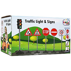 Kiddie Play Traffic Light Toys for Kids with 5 Street Signs