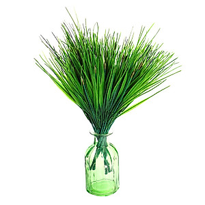 YDSIII 20Pcs Artificial Outdoor Plants,Fake Plants Wheat Grass Greenery Shrubs UV Resistant Faux Plastic Plants Outdoor Window Box Verandah Hanging Planter Home Garde Window Box Décor (Grass)