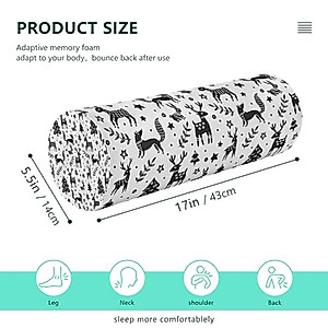 JUNZAN Christmas Forest Animals Bolster Pillow Yoga Neck Roll Pillow Decorative Round Pillow Throw for Sleep Posture Support Circular Pillow Cushion