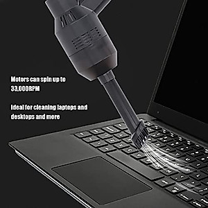 Hoopoocolor Compressed Air Duster, Powerful and Deeply Clean, 2000Mah Lithium Battery, Spin Up to 33000Rpm,18W Portable Wireless Electric Air Cleaner for Keyboard, Computer, Car (Black)