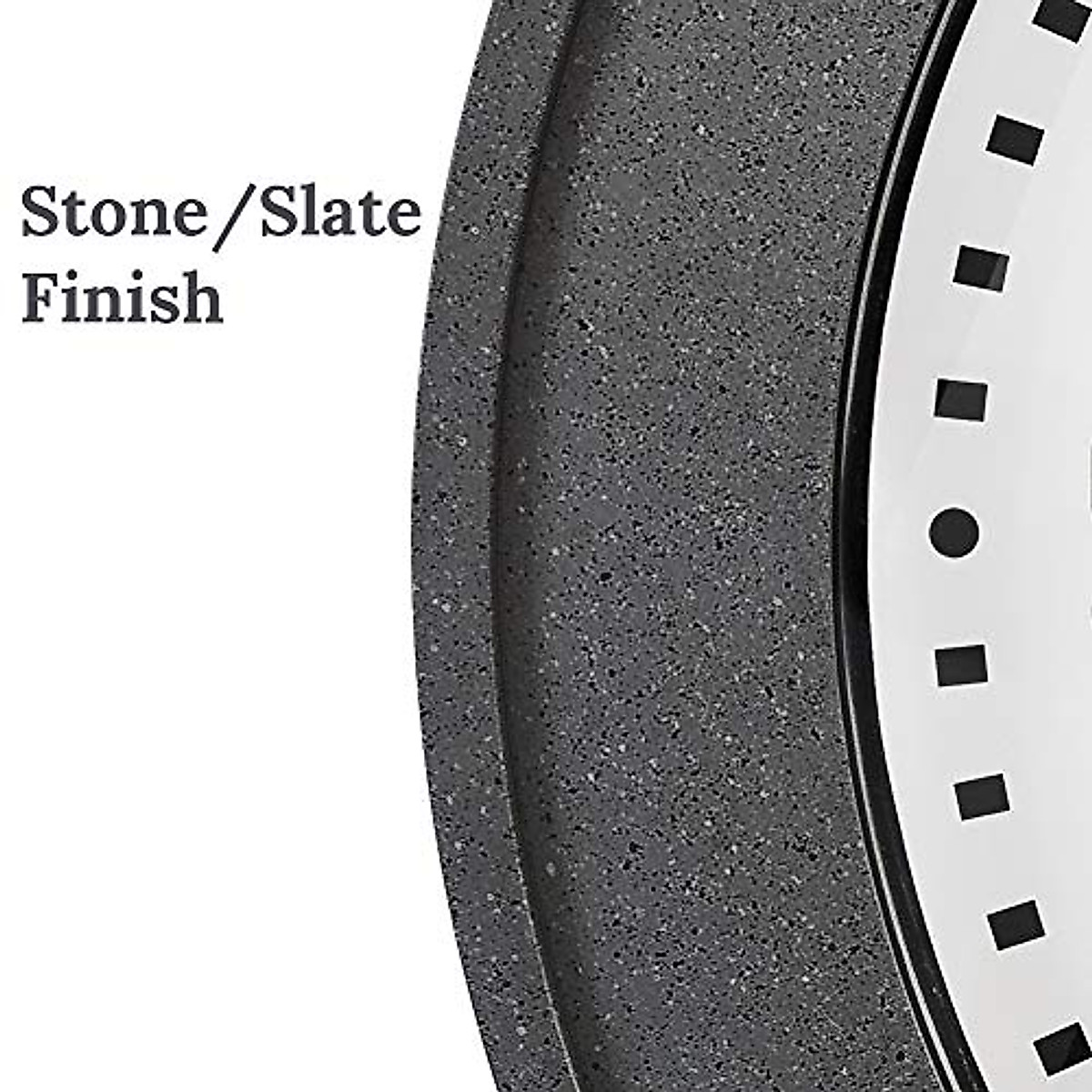 Presentime & Co. 20" Bradford in/Outdoor Farmhouse Clock with Weather Thermometer & Hygrometer, Weather Station, Farmhouse Wall Art and Timepiece for Farmhouse Decoration, Faux Gray Stone Finish
