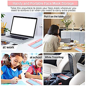 moregosu Portable Storage bag for Disposable/Reusable Face Masks, Memory cloth Case Holder Organizer for Various Masks/Card, Dust-proof, Moisture-proof Foldable Mask Storage Box (2PCS Gy&PK)