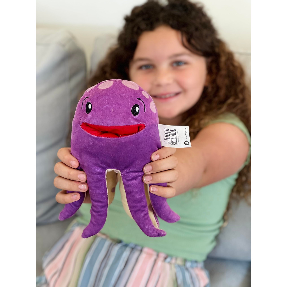 The Tooth Brigade Tooth Fairy Pillow | Fun and Interactive Stuffed Plush Toy with Large Pocket for Lost Teeth, Treasures, Prizes - Perfect for Kids, Boys, & Girls Gift (Bubbles Octopus)