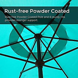 Abba Patio 9ft Patio Umbrella Outdoor Umbrella Patio Market Table Umbrella with Push Button Tilt and Crank for Garden, Lawn, Deck, Backyard & Pool, Turquoise