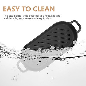 SIZZLING PLATE WITH WOODEN BASE- Cast Iron Steak Platter Pre- Seasoned Cast Iron Fajita Pan Sizzling Fajita Pan Japanese Steak Plate with Wood Base for Restaurant