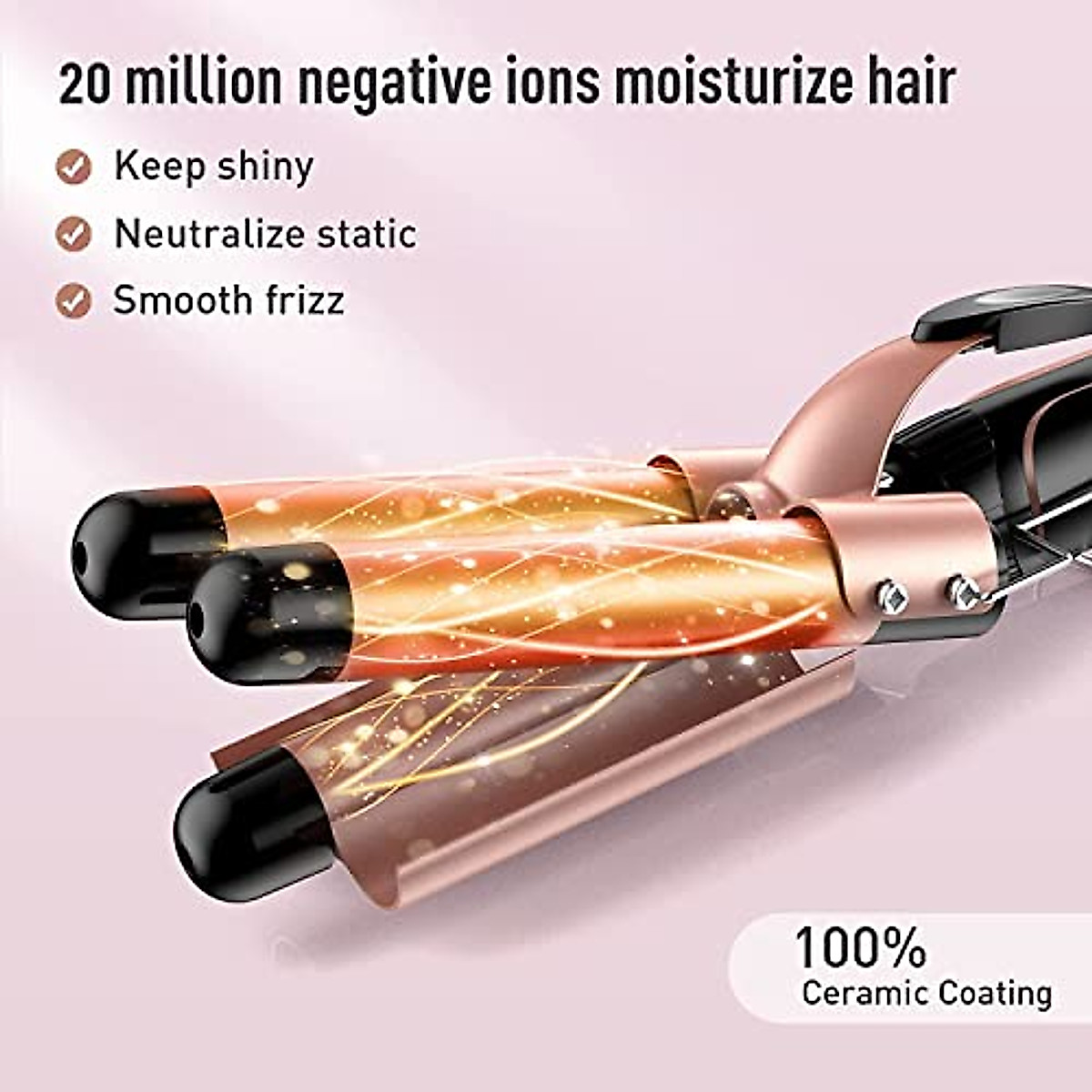 Waver Curling Iron Curling Wand - BESTOPE PRO 5 in 1 Curling Wand Set with 3 Barrel Hair Crimper for Women, Fast Heating Crimper Wand Curler in All Hair Type