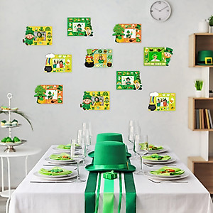 24 Sets St. Patrick's Day Crafts for Kids DIY Picture Frames Craft Kits Irish Shamrock Paper Photo Frames Saint Patricks Day Arts and Crafts with Stickers for Party Favors Home Class Game Activities