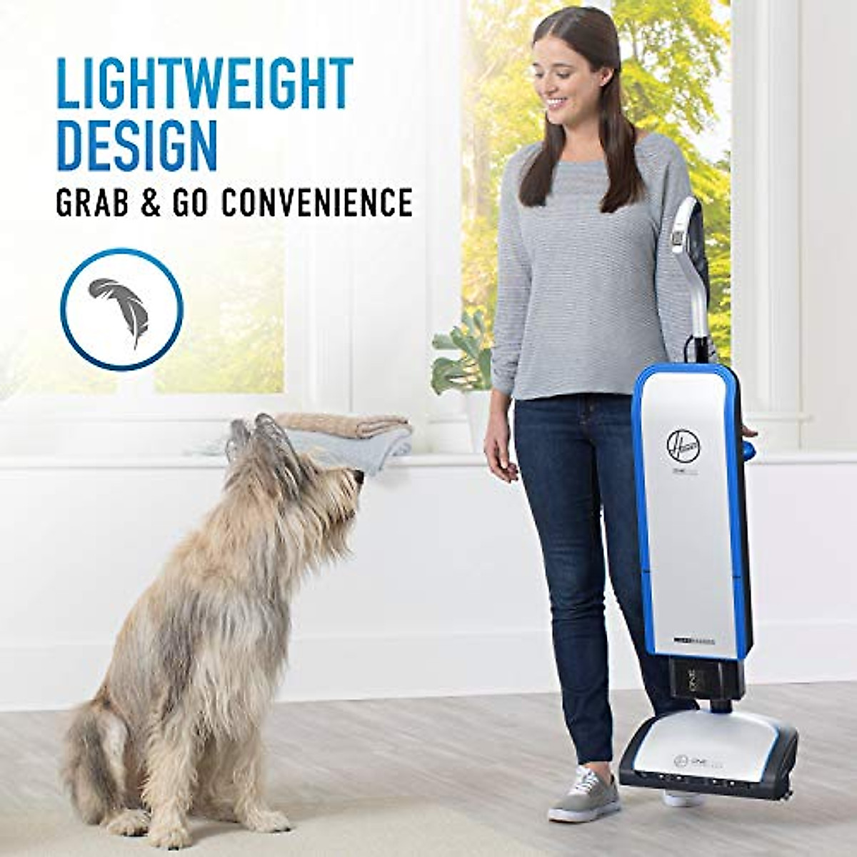Hoover ONEPWR HEPA+ Cordless Bagged Upright Vacuum Cleaner, Lightweight, For Carpet and Hard Floor, BH55500PC, White