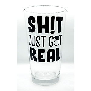 Fucking Finally™ & Shit Just Got Real™ - Engagement, Wedding Gift - Wine & Beer Glass Set for Couple