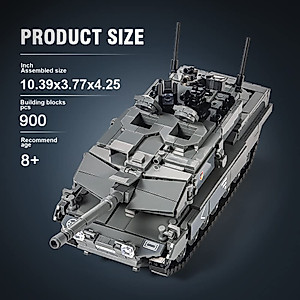 DAHONPA Army Tank Building Block(898 PCS),WW2 Military Leopard 2 Historical Collection Model with 4 Soldier Figures,Toys Gifts for Kid and Adult.