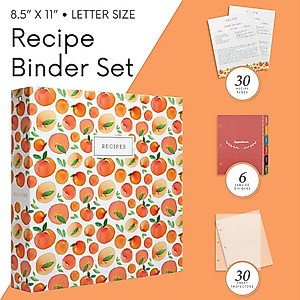Jot & Mark Recipe 3 Ring Binder 8.5x11 | Full-Page with Clear Protective Sleeves to Write in Your Own Recipes and Color Printing Paper for Family Recipes