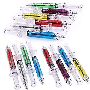 SunAngel Multi-Color Syringe Pen Writes In Black Ink, For Boys And Girls, Imaginary Doctor Play, School Supplies (red,yellow,blue,green,white,purple, 60PCS)