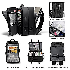 FENRUIEN Expandable Travel Backpack Airline Approved, 17.3”Large 40L Business Laptop Backpack for Men with USB Port, Working Daily Traveling Suitcase