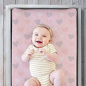 The Peanutshell Changing Pad Covers for Baby Girls | 2 Pack Set | Pink Elephant & Hearts