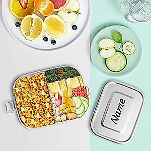 OXYEFEI Stainless Steel Bento Box, Personalized Lunch Container 3 Compartments can Hold All Kinds of Food Metal Lunch Box for Children or Adults (1800ml)