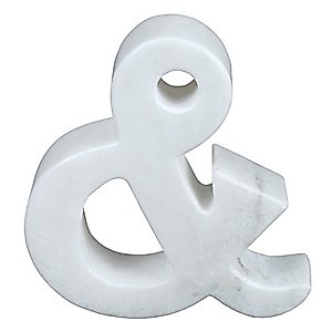 Creative Home 74864 Natural Marble Stone Letter Ampersand, Bookends, Paper Weight, 5.5" W x 5-7/8" H, 1-1/2" D, Off-White (patterns may very)