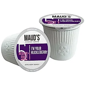 Maud's Huckleberry Coffee (I'm Your Huckleberry), 18ct. Solar Energy Produced Recyclable Single Serve Huckleberry Holiday Flavored Coffee Pods – 100% Arabica Coffee California Roasted, KCup Compatible