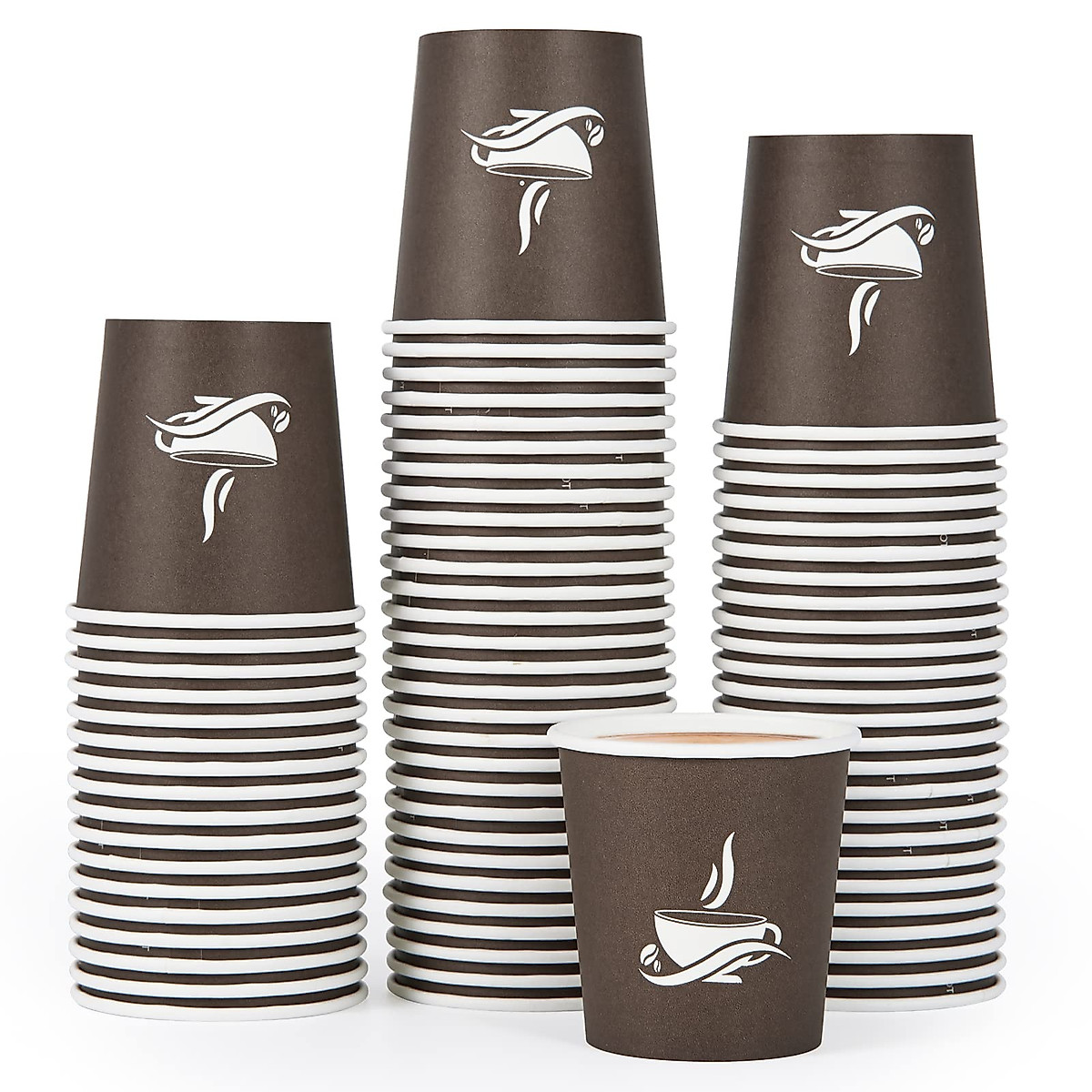 LITOPAK 500 Pack 4 oz Paper Cups, Brown Disposable Hot Coffee Cups for Party, Picnic, Travel, and Events