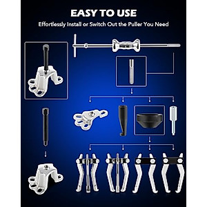 Orion Motor Tech Slide Hammer, 9-Way Internal/External Slide Hammer Puller Set - Pulls Hubs, Rear Wheel Axle Shafts, Bearings, Bushings, Seals, Retainers