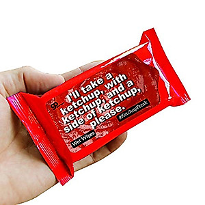 Ketchup Lovers Wipes - Funny Ketchup Gifts - Novelty Moist Towelettes for Ketchup Freaks - Disposable - Gag Gifts for Men - Ketchup Merchandise - Travel Size