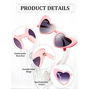 Flutesan 12 Pairs Heart Shaped Sunglasses Bachelorette Party Sunglasses Bride Bridesmaid Glasses Wedding Decor(White, Pink)