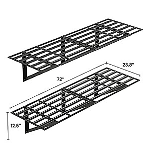 SunsGrove 2-Pack 2x6ft Wall Shelf Garage Storage Rack Garage Shelving Heavy Duty Floating Shelves, Loading 800 LBS, 24"x72", Black