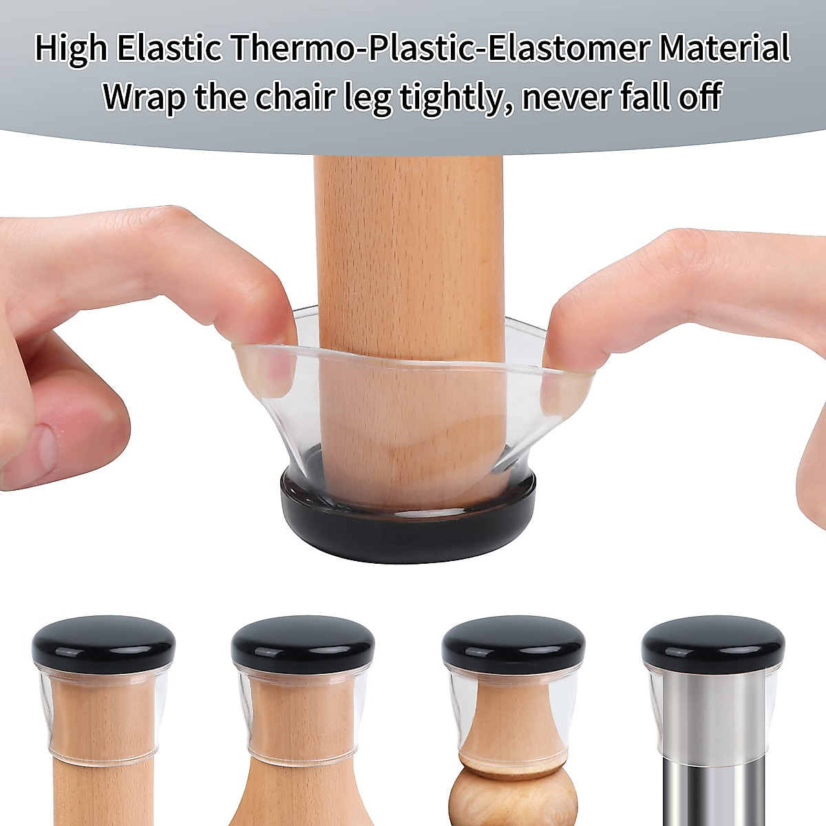 8 PCS Extra Large Chair Leg Sliders for Carpet, Chair Glides for Carpet, Teflon Furniture Pads, Bar Stool Chair Leg Protectors for Carpet, Chair Table Leg Caps Covers (Fit: 1.3" - 1.7", Clear)