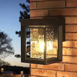 LityMax Carriage Traditional Outdoor Wall Light Fixture LED Bronze Black Clear Bubble Seedy Glass Exterior Wall Lanterns House Porch Patio Outside Deck Garage Front Door Garden Home, Bulb Included