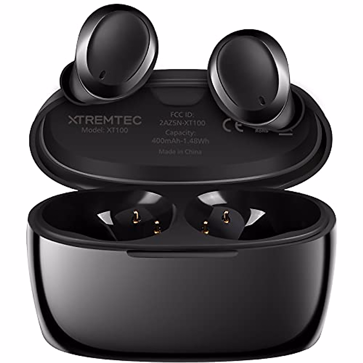 XTREMTEC True Wireless Earbuds, Bluetooth Earbuds Noise Cancelling Bluetooth Headphones for iPhone/Android Small Earbuds with Mic Waterproof Cordless in-Ear Earphones Deep Bass Sound (Black)
