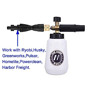 M MINGLE Foam Cannon, Replacement Parts for Portland Husky and Ryobi Pressure Washer, with 5 Nozzle Tips, 1/4 Inch Quick Connector