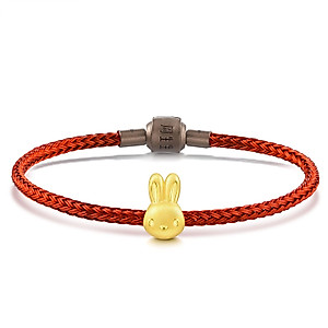 CHOW SANG SANG 999 24K Solid Gold Mini Charm Rabbit Charm Blessing Bracelet for Women 93573C
