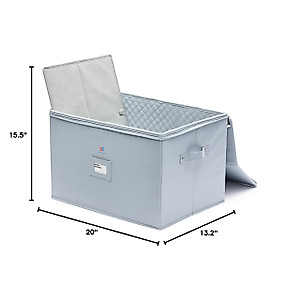 XX-Large Tall Stemware Wine Glass Storage Container (20x15.5x13.2 In). Fully Padded 12-Large Compartments With Hard Top, Bottom and Sides. For Wine Bottles, Glasses, Flutes Up To 13.2 Inches Tall