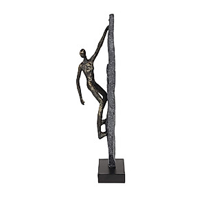 Deco 79 Polystone People Decorative Sculpture Climbing Home Decor Statue, Accent Figurine 6" x 5" x 19", Bronze