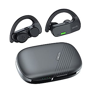 DACOM True Wireless Bone Conduction Headphones Open Ear Bluetooth Headphones with Earhooks 26 Hrs Playtime with Charging Case Sport Earbuds Waterproof with Built-in Mic for Workouts Running Cycling