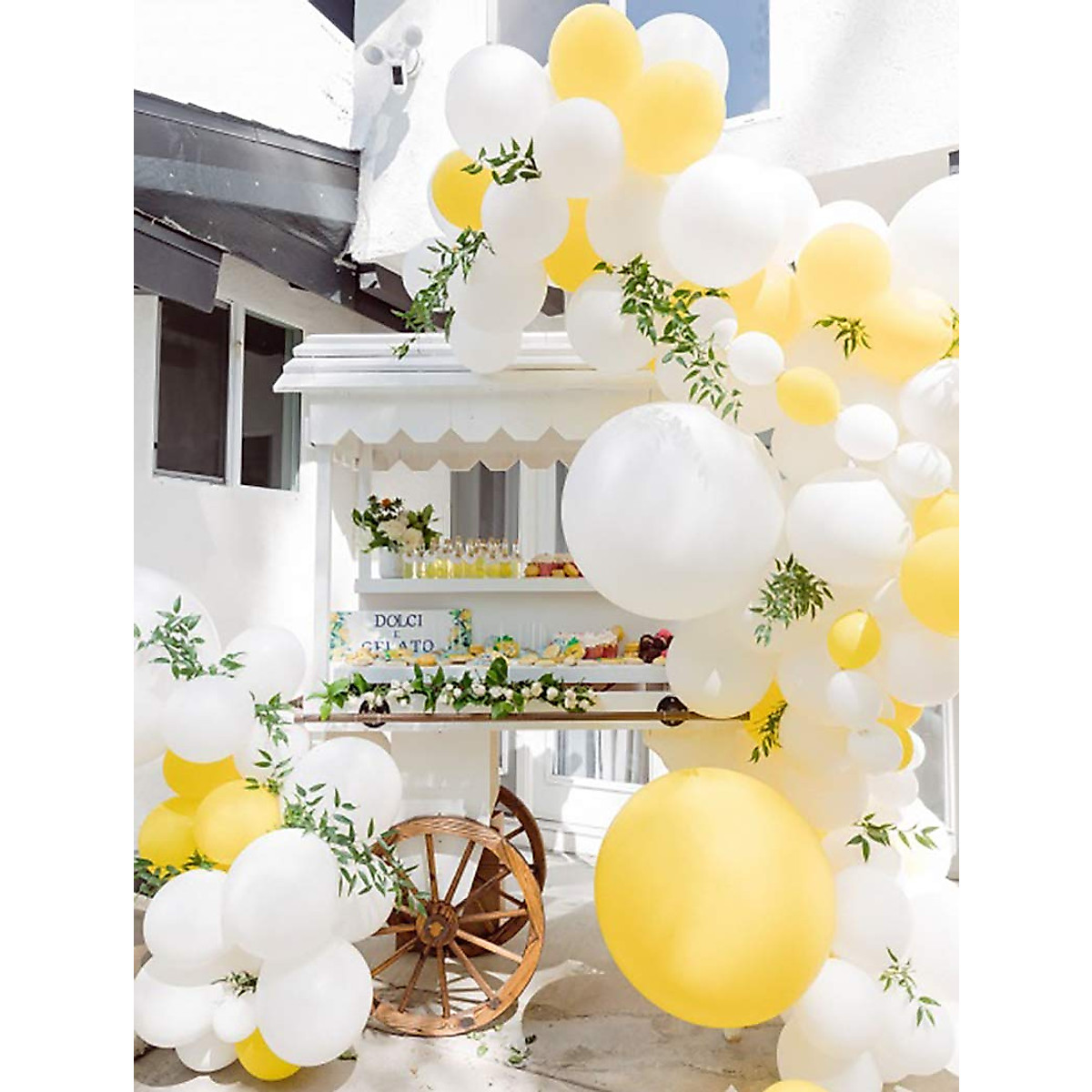 Beaumode DIY Yellow And White Balloon Garland Arch kit for 1st birthday Sunshine Lemon honeybee Popcorn Baby Shower Bridal Shower Party Backdrop Decoration (Yellow White)