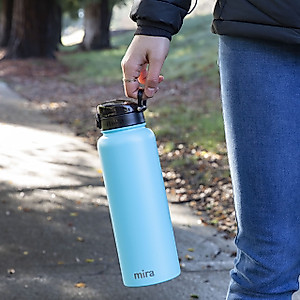 MIRA One Touch Lid Wide Mouth Water Bottles | Compatible with Multiple Sizes: 18 oz, 20 oz, 22 oz, 32 oz & 40 oz, Black