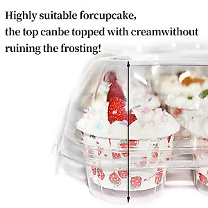 (12 Pack x 8 Sets) Disposable Stackable Plastic Cupcake Containers, Cupcake Holder for 12 Cupcakes,High Tall Dome Lid Cupcake Carriers, Mini Cupcake Container Suitable for cupcakes, desserts, muffins