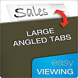 Pendaflex Insertable Plastic Tabs Hanging Folder Tabs, 2", Clear, 25 Tabs and Inserts per Pack (42)