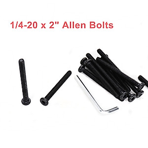 cSeao 12pcs Black 1/4-20 x 2 Socket Cap Screws Allen Head Bolts with One Hex Key