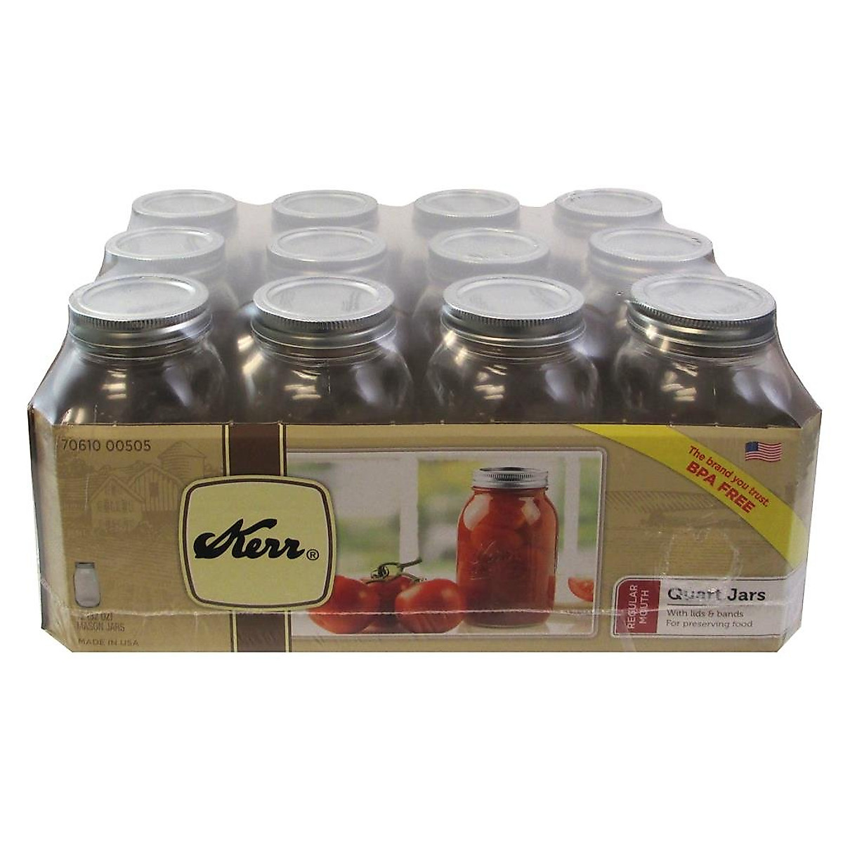 Kerr 1 Qt. (32 oz) Regular Mouth Canning Jars Set of 12