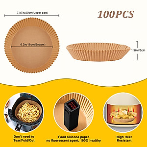 Air Fryer Disposable Paper Liner, Hendoct Air Fryer Liners, 100pcs Parchment Paper Liners for Air Fryer, Non-stick, Oil-Proof Air Fryer Paper Liners (7.9inches)