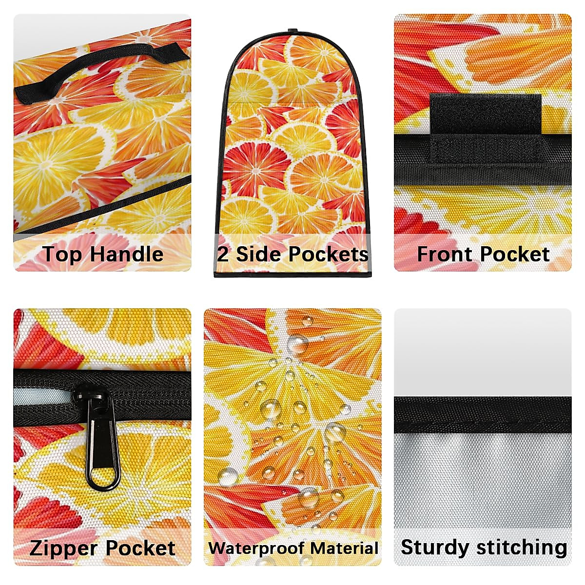 Citrus Slice Realistic Mixer Cover Dustproof Yellow Orange Stand Mixer Covers Compatible with 6/7/8 Quart Kitchen Mixer, 4 Pockets for Mixer Accessories