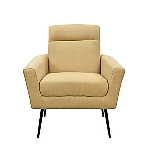 Tiokop Mid Century Modern Upholstered Fabric Accent, Living Room, Bedroom Leisure Single Sofa (Metal Legs), TV armrest seat, Suitable for Small Space Home, Office, Coffee Chair,Yellow