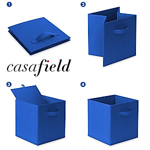 Casafield Set of 6 Collapsible Fabric Cube Storage Bins, Royal Blue - 11" Foldable Cloth Baskets for Shelves, Cubby Organizers & More