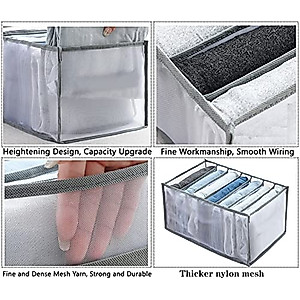MUIRK Upgraded Wardrobe Clothes Organizer for Jeans/T-Shirts/Socks/Bra,7PCS Clothes Organizer for Folded Clothes,Designed with Transparent Nylon Mesh(7PCS:2Jeans+2Shirt+1Panties+1Sock+1Bra)